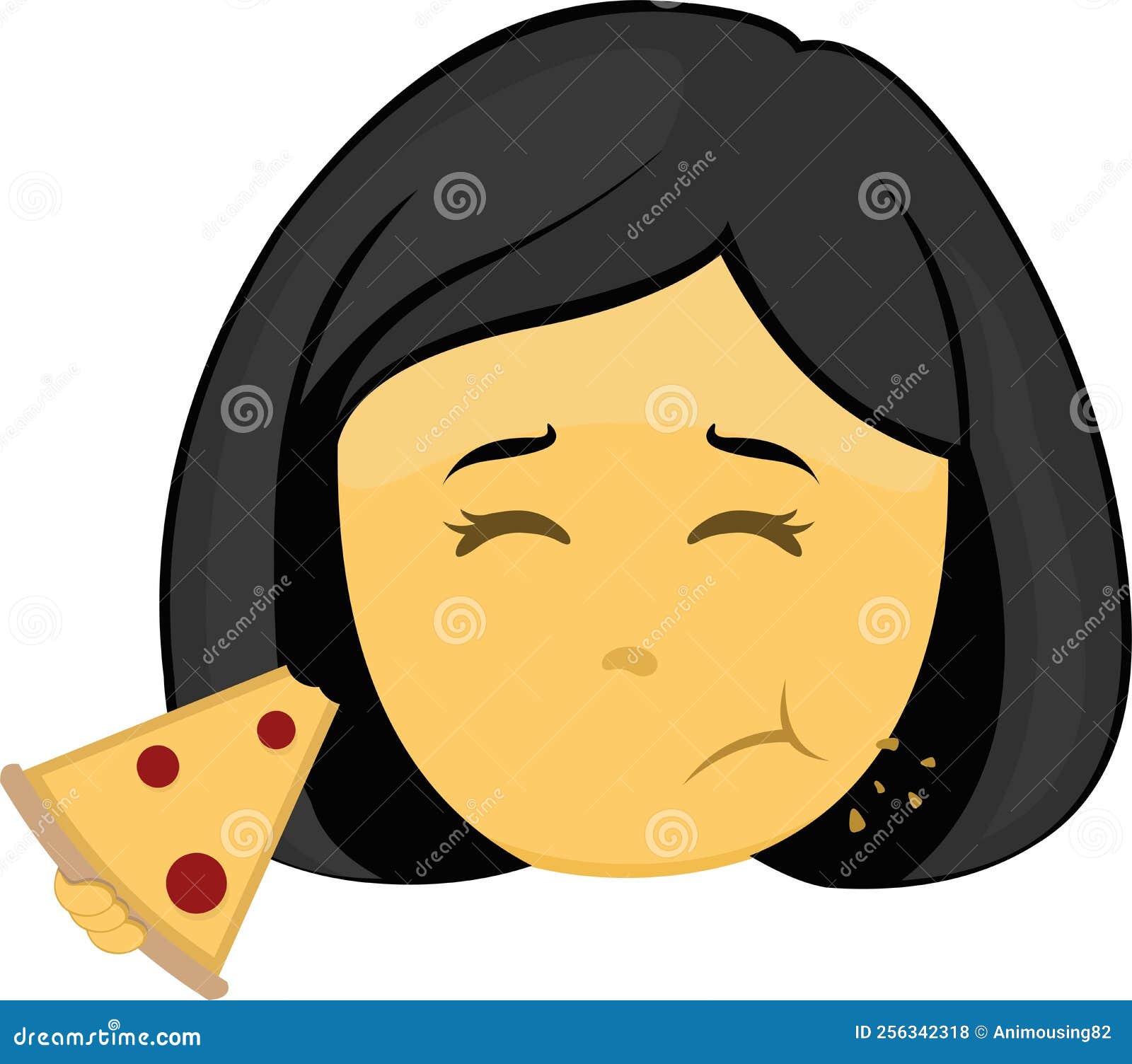 Vector Emoticon Girl Bitten Slice of Pizza Stock Vector - Illustration ...