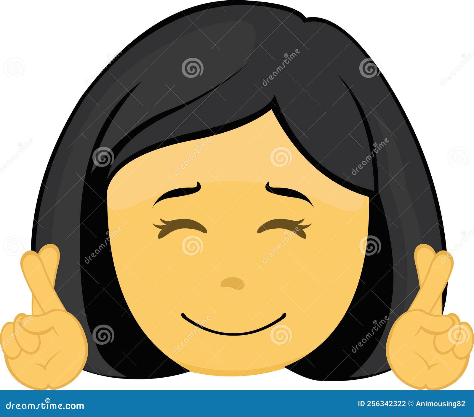 Vector Emoticon Girl Hand Crossing Fingers Good Luck Stock Vector ...