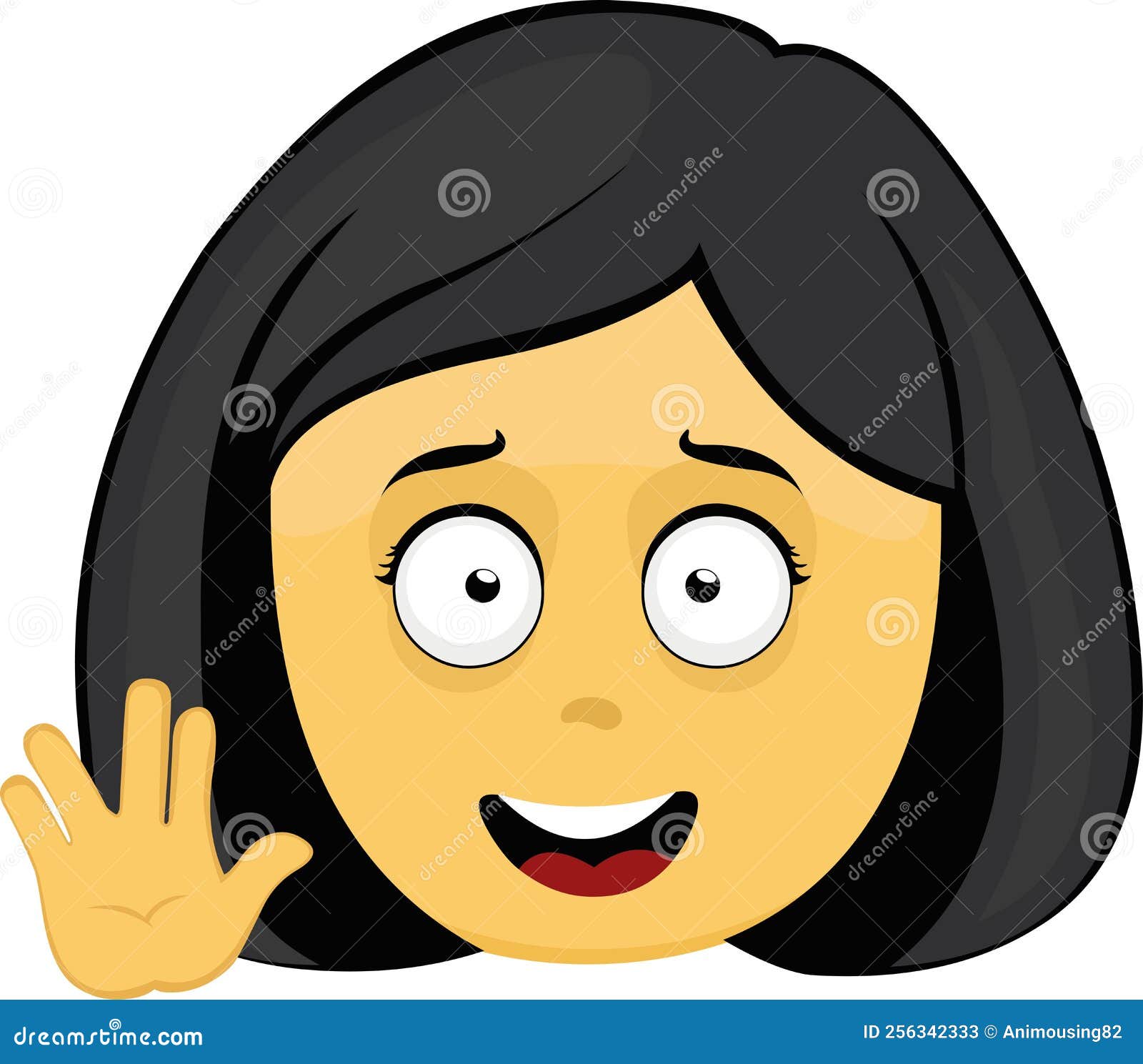 Vector Emoticon Girl Cartoon Hand Vulcan Salute Stock Vector ...