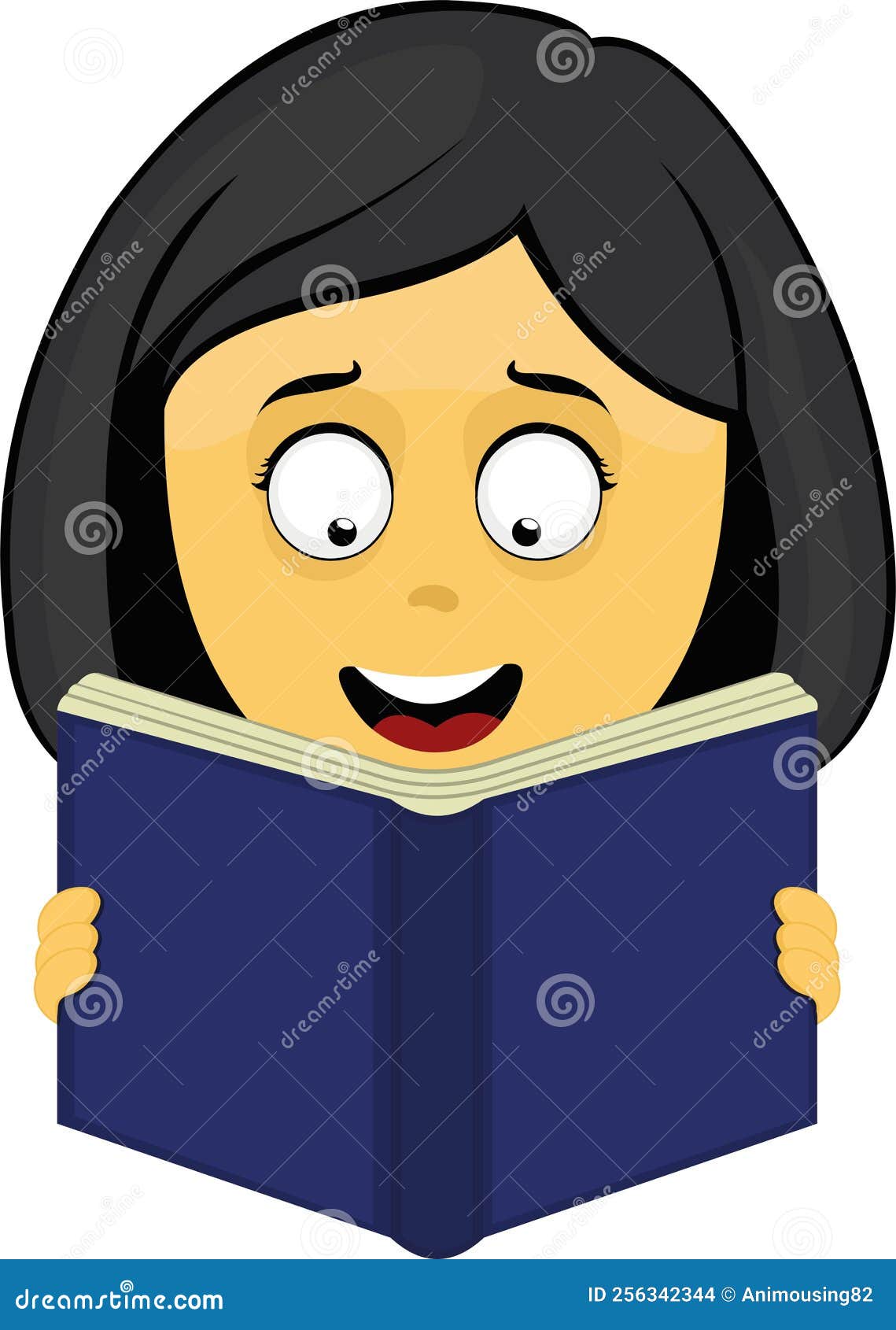 Vector Emoticon Girl Cartoon Read Stock Vector - Illustration of read ...