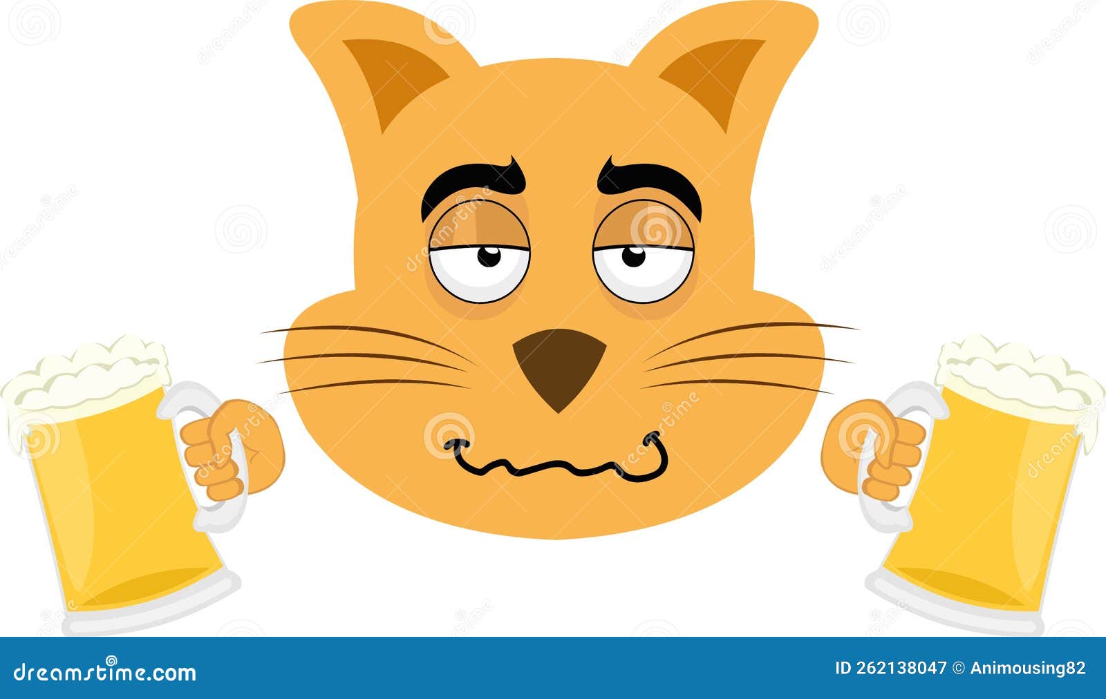 Vector Feline Head Drunk Beers Stock Vector - Illustration of cheer ...