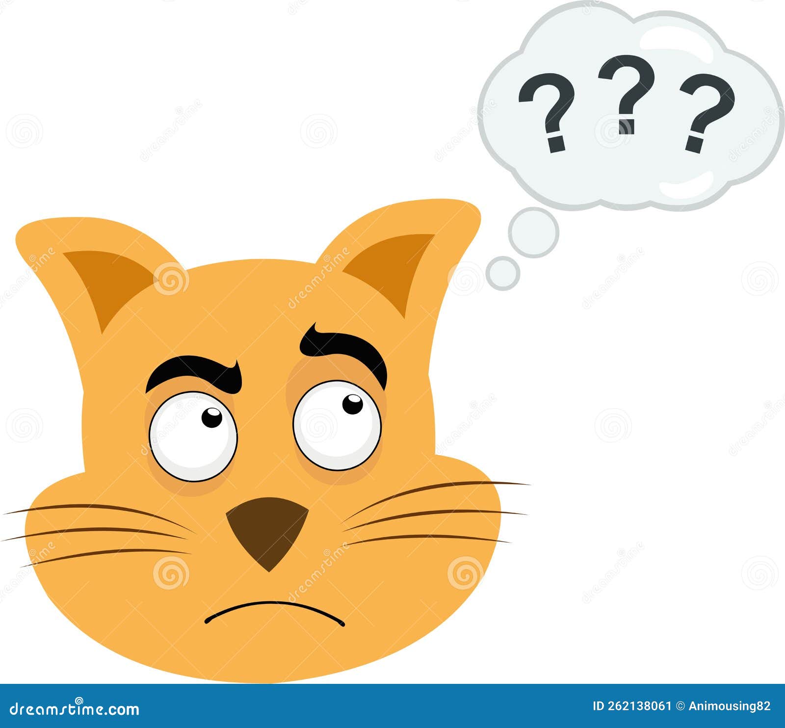 Vector Head Feline Cloud Thinking Question Marks Stock Vector ...