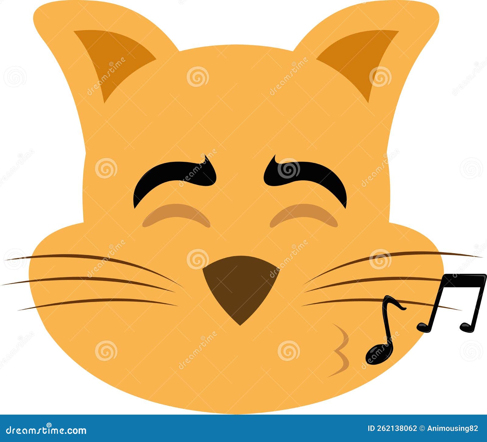 Vector Head Cat Whistle Musical Notes Stock Vector - Illustration of ...