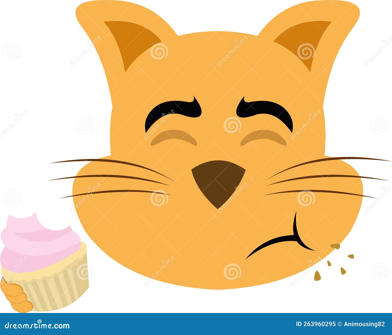 Vector Feline Head Cartoon Cupcake or Muffin Bitten Stock Vector ...