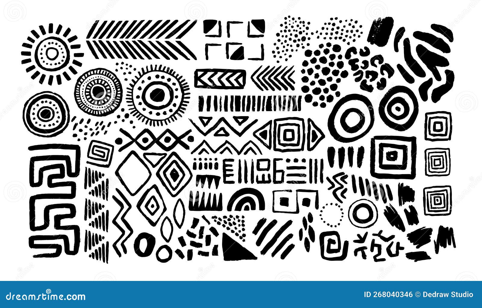 Abstract Black and White African Art Shapes Collection Stock Vector ...