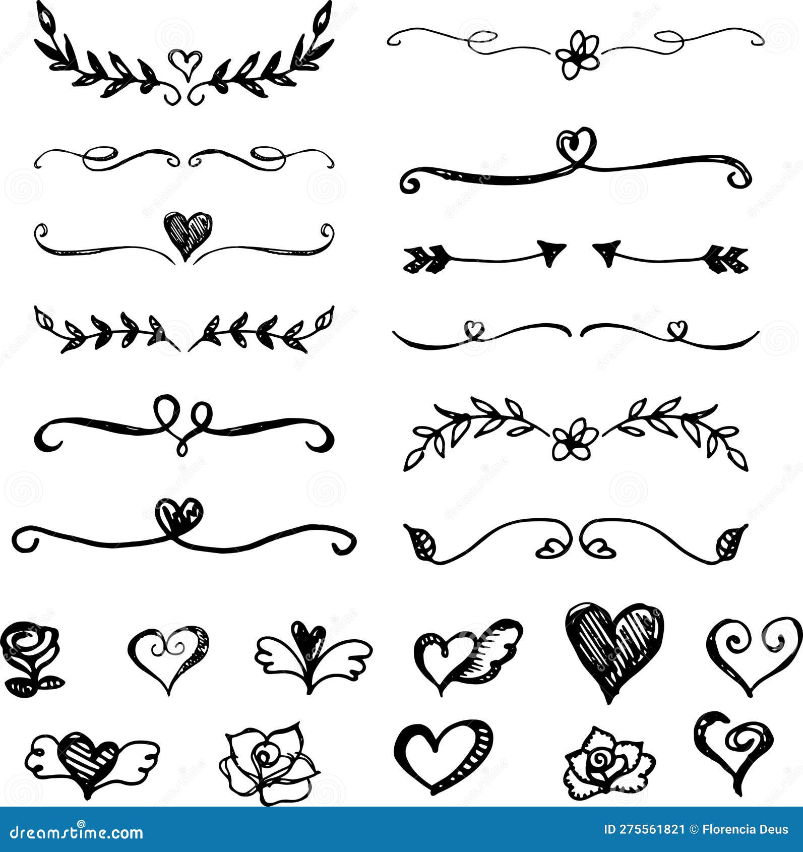 Hand Drawn Sketched Text Decorations Stock Vector - Illustration of ...