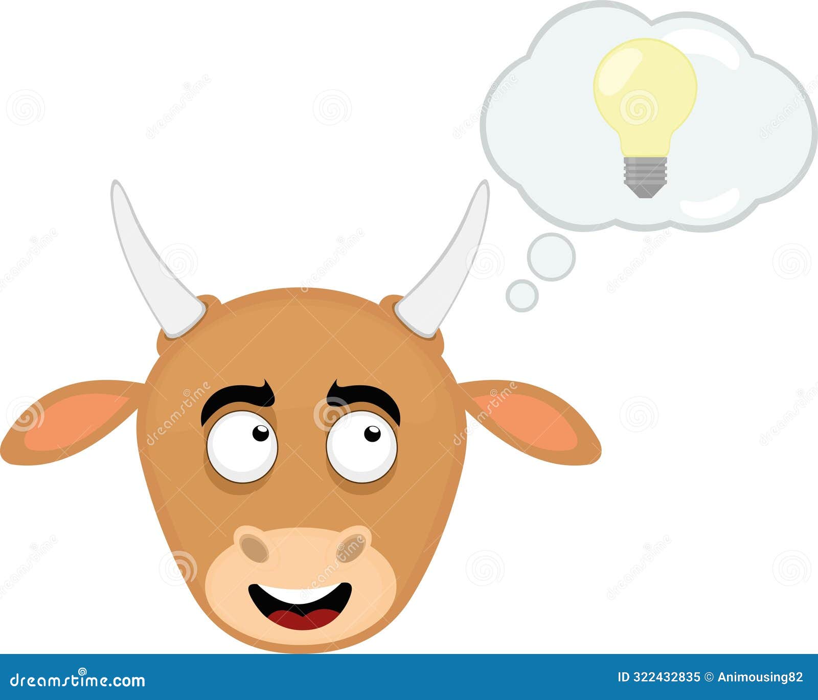 Head Angry Cow Thought Cloud Light Bulb Idea Stock Vector ...
