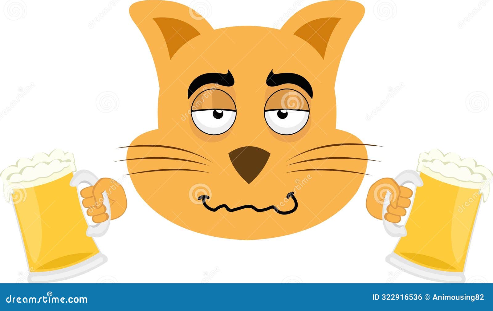 Head cat drunk beers stock vector. Illustration of brewery - 322916536