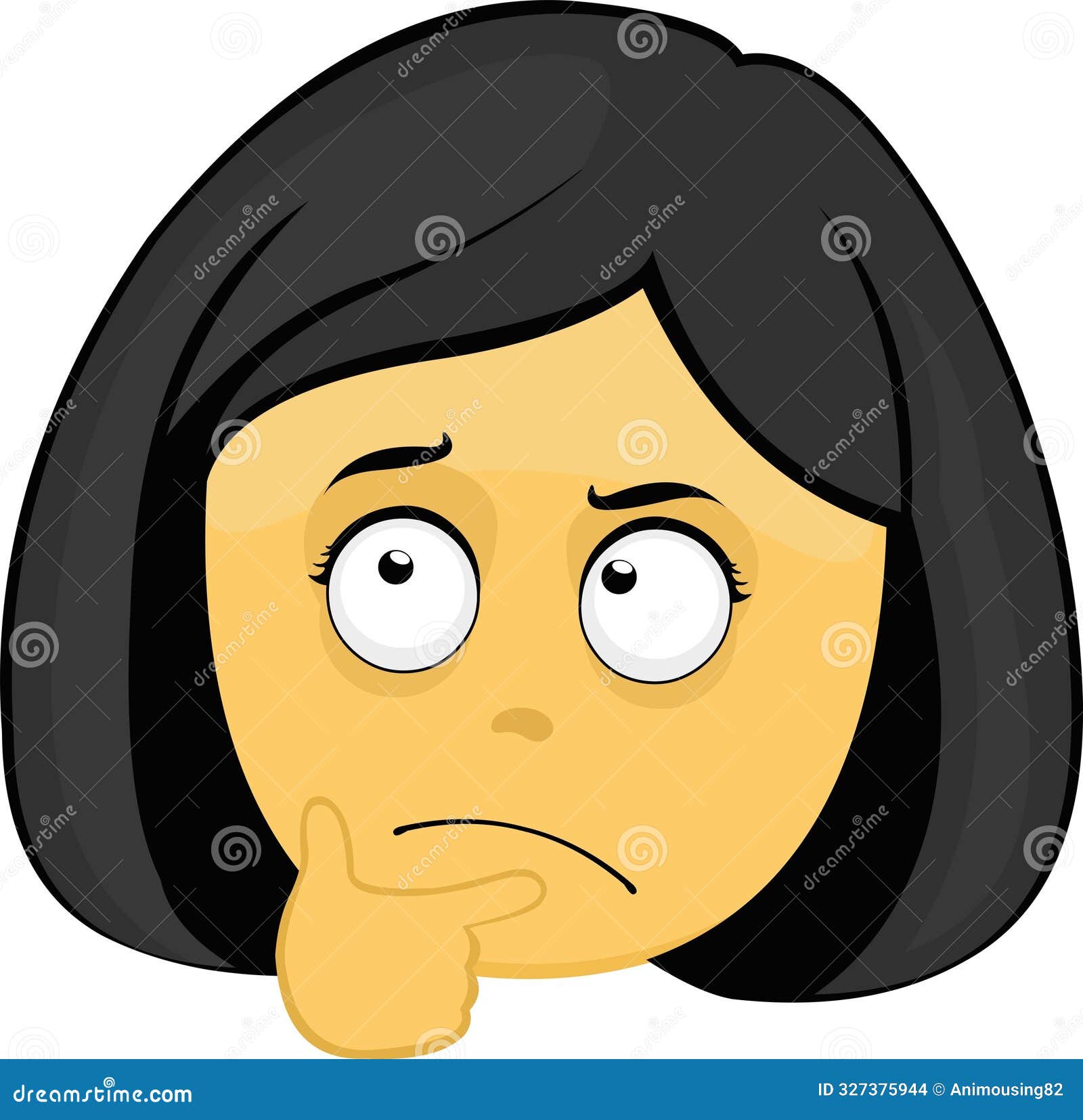 Emoji woman head thinking stock illustration. Illustration of confused ...