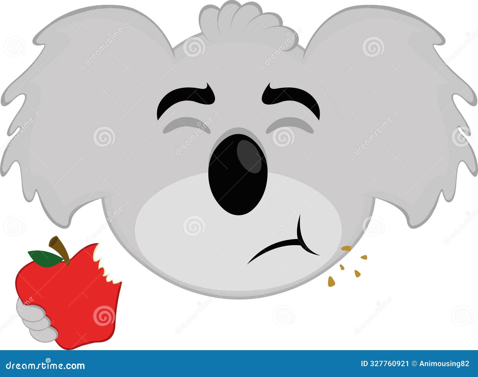 Face Koala Cartoon Eating Apple Stock Vector - Illustration of furry ...