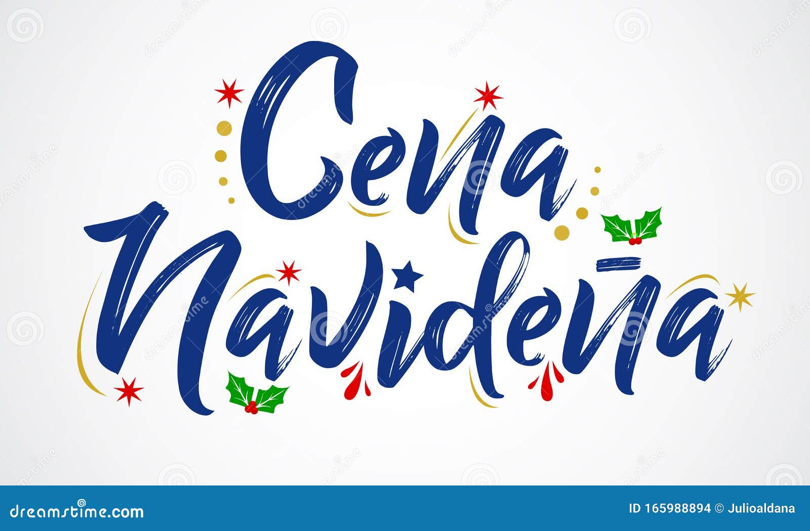 Cena Navidena, Christmas Dinner Spanish Text, Vector Design. Stock ...