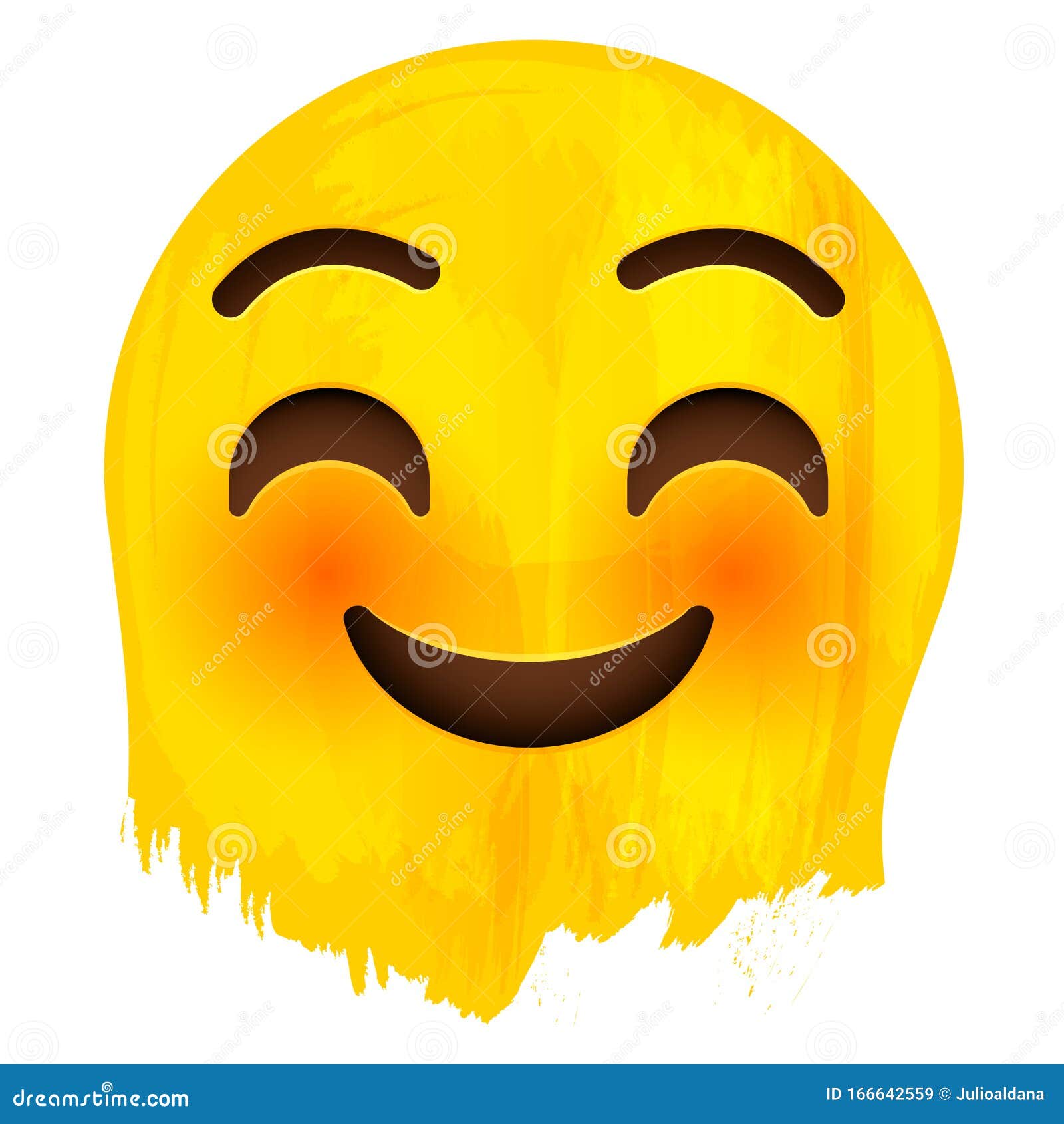 Smile And Blushing Emotion Face With Happy Eyes On Paint Background ...