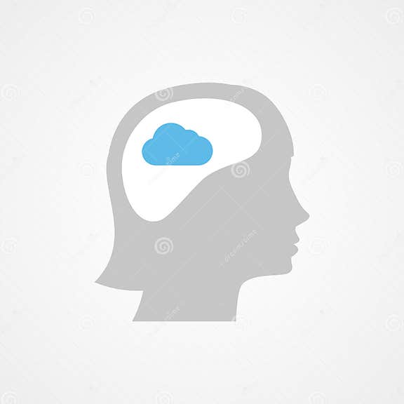 Female Head and Cloud Icon. Concept of Hosting, Cloud Computing. Vector ...