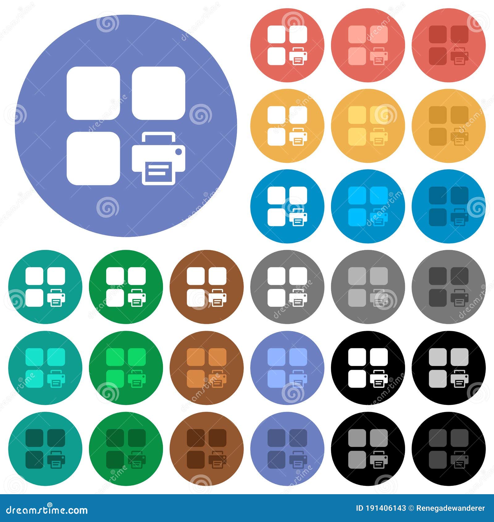 Imprimir Iconos Redondos Planos De Varios Colores Ilustración del ... Imprimir Iconos Redondos Planos De Varios Colores Ilustración del ...