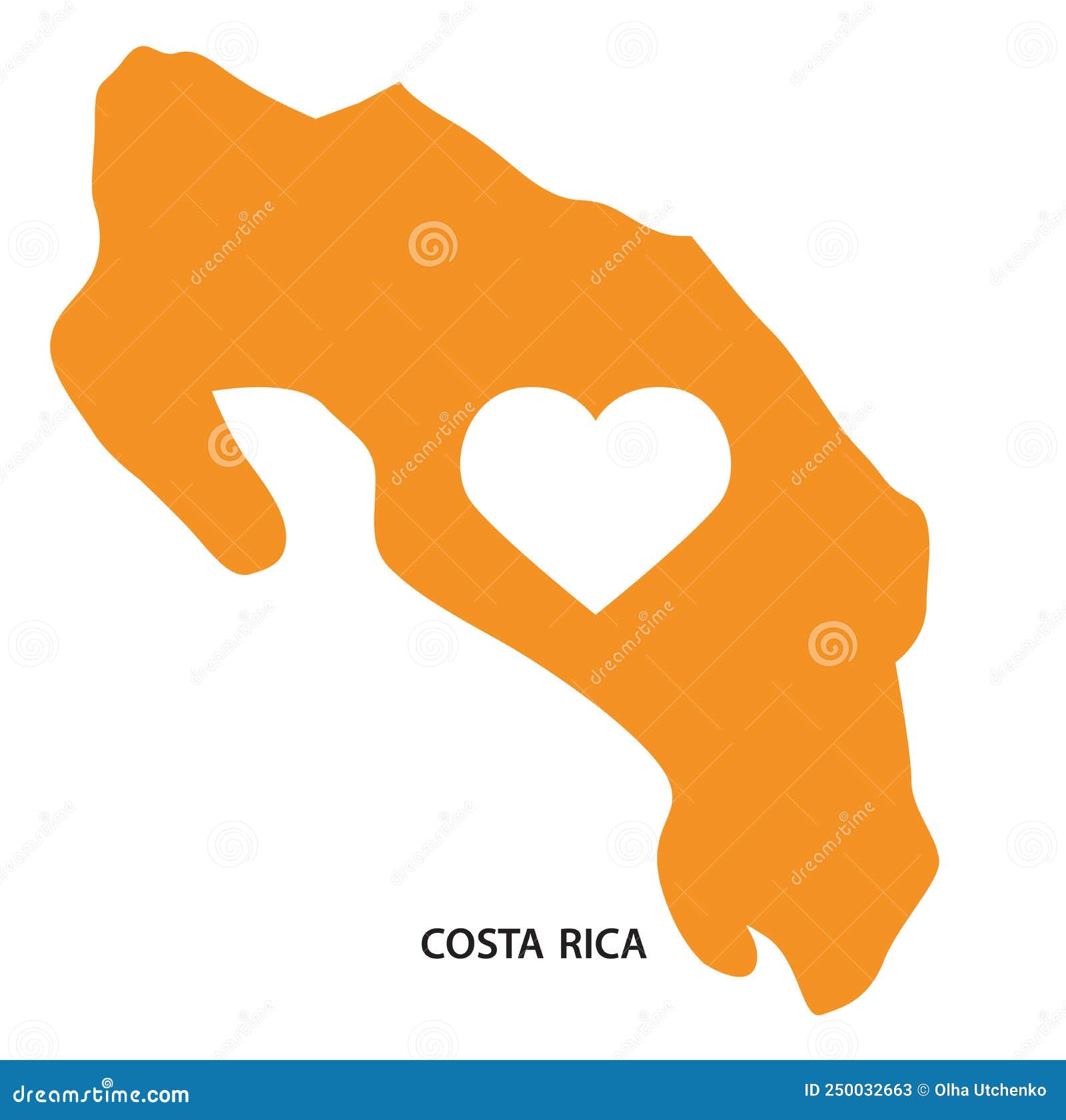Imprimir. Mapa Vectorial De Costa Rica. Silueta. Costa De Amor ...