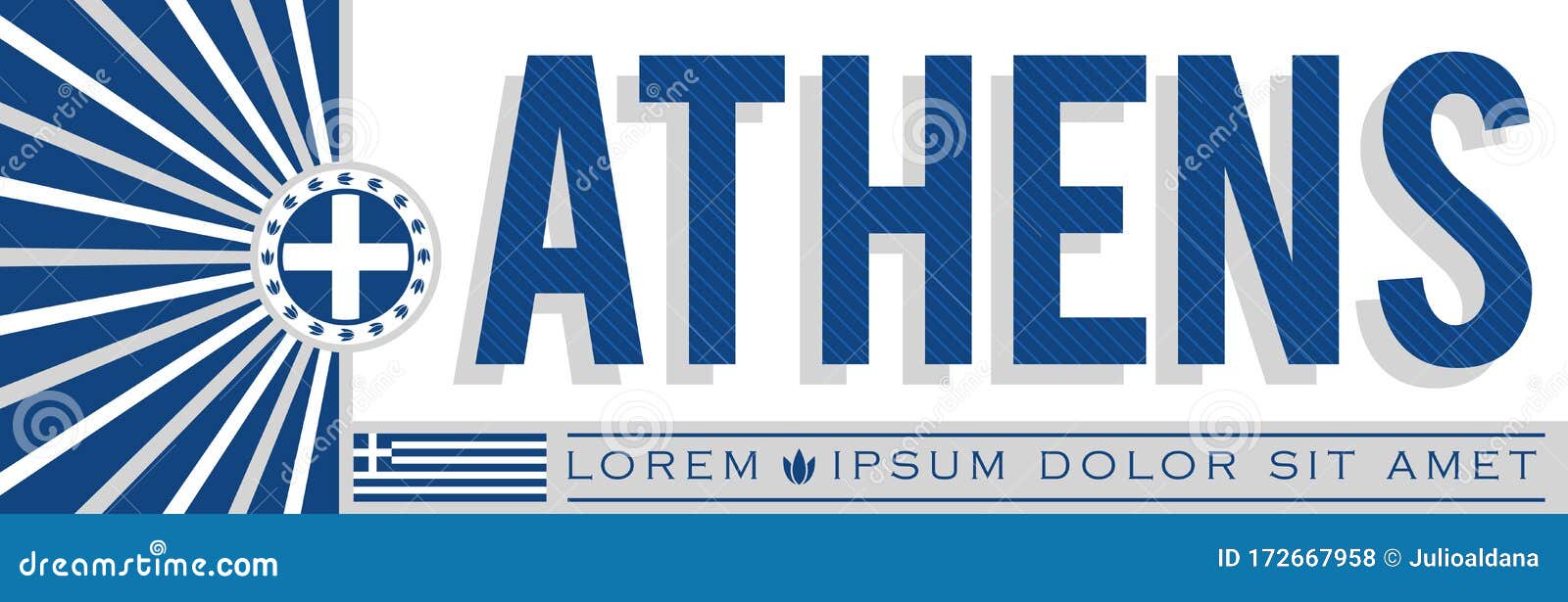 Athens Patriotic Banner Design Greek Flag Colors Vector Illustration ...