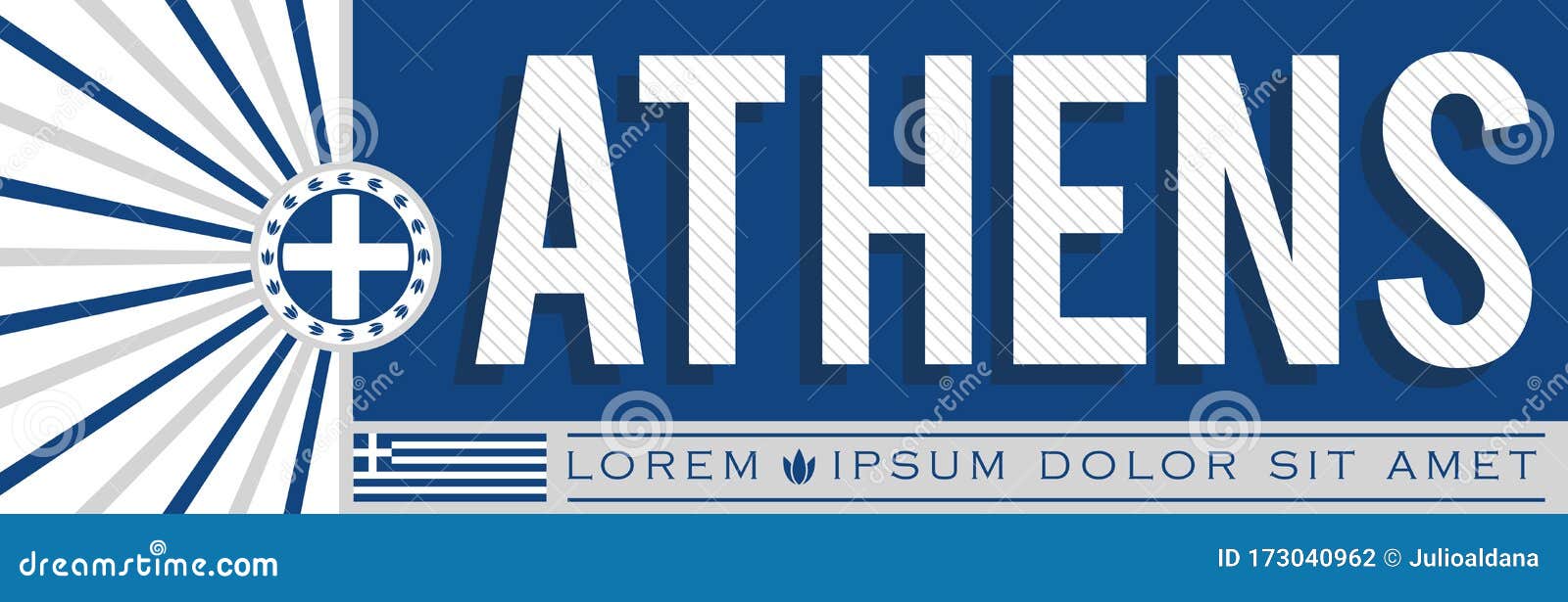 Athens Patriotic Banner Design Greek Flag Colors Vector Illustration ...