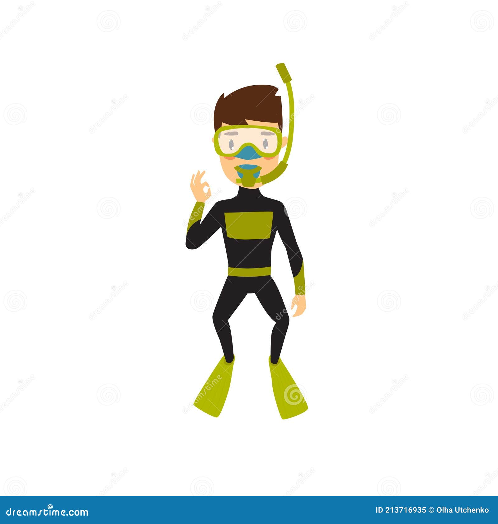 Imprimir. Vector Diver. Buzo De Dibujos Animados. Ilustración del ...