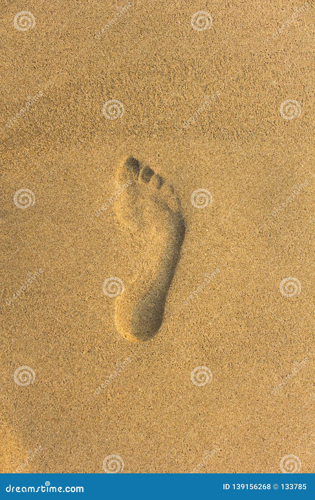 Imprint of the Bare Right Foot on the Yellow Sand Stock Photo - Image ...