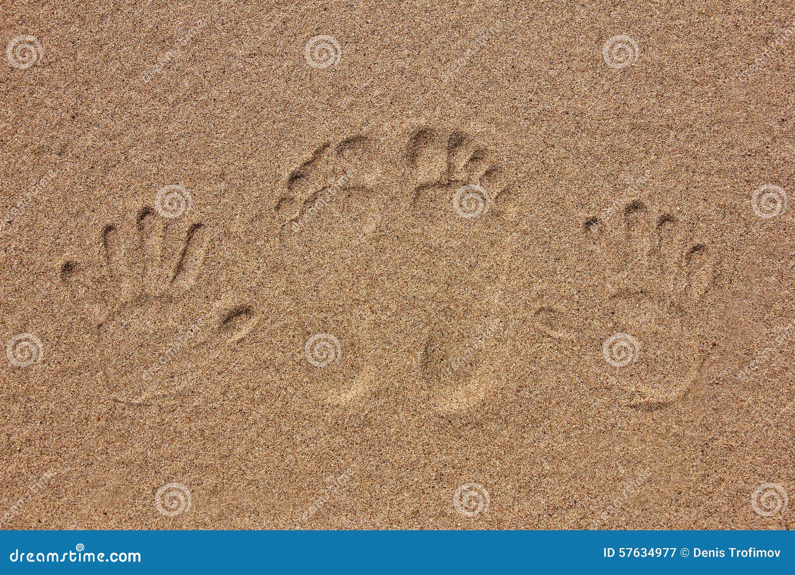 Imprint of Feet and Hand on the Sand Stock Image - Image of relaxation ...