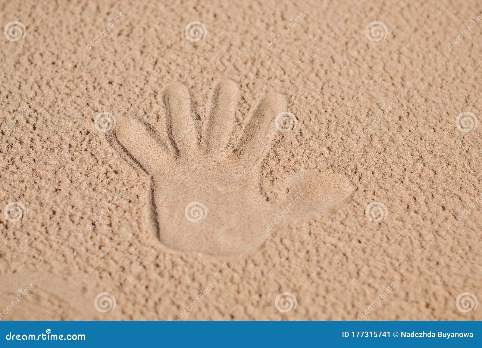 Imprint, Handprint on Clean Sand. Summer Holidays on the Sandy Beach ...