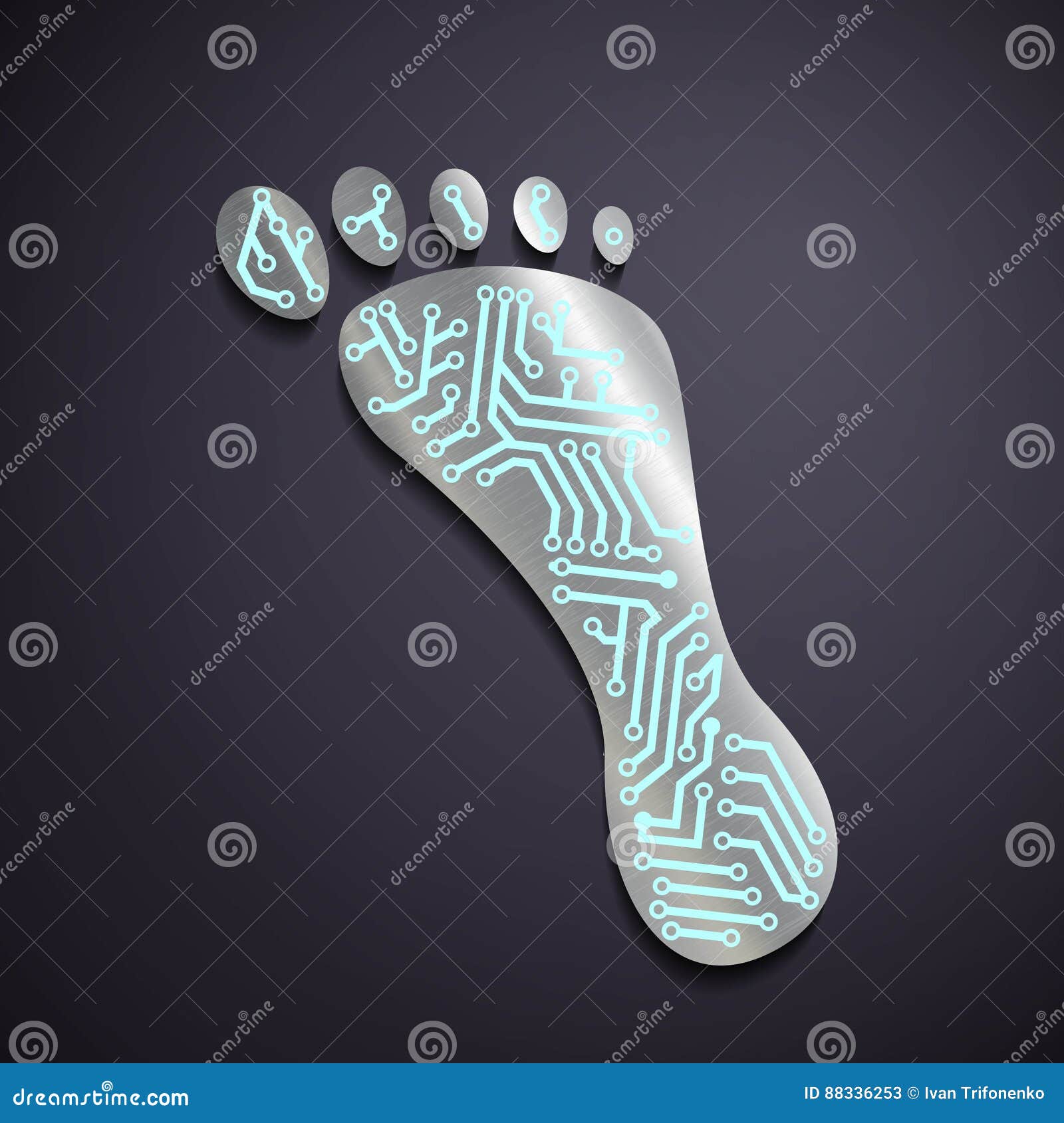 Imprint of the Human Foot with the Circuit. Stock Vector - Illustration ...