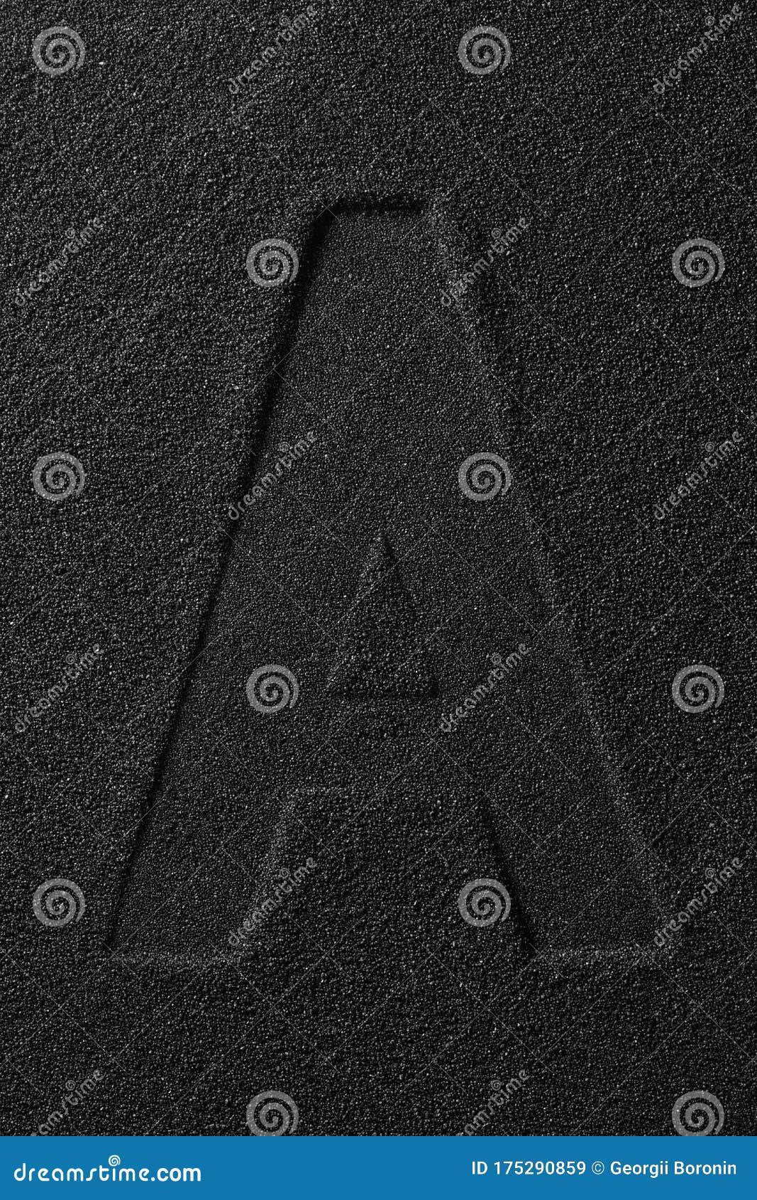 Imprint of a Letter Squeezed Out on Black Sand. Stock Image - Image of ...