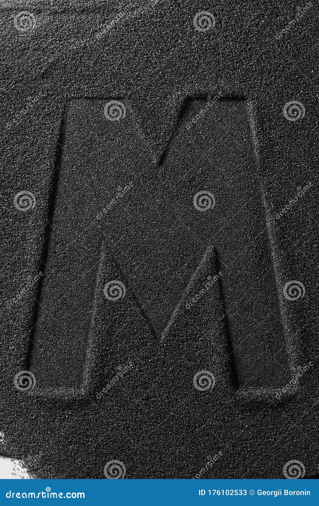 Imprint of a Letter Squeezed Out on Black Sand. Stock Image - Image of ...