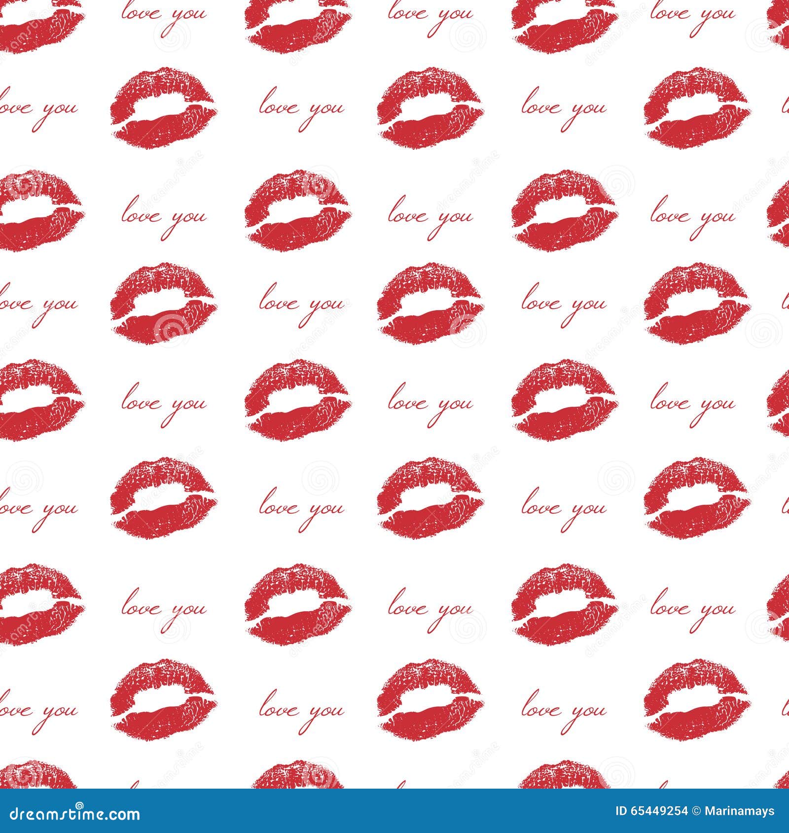 Imprint of Lips - a Kiss, Red Lipstick. Vector Seamless Pattern Stock ...