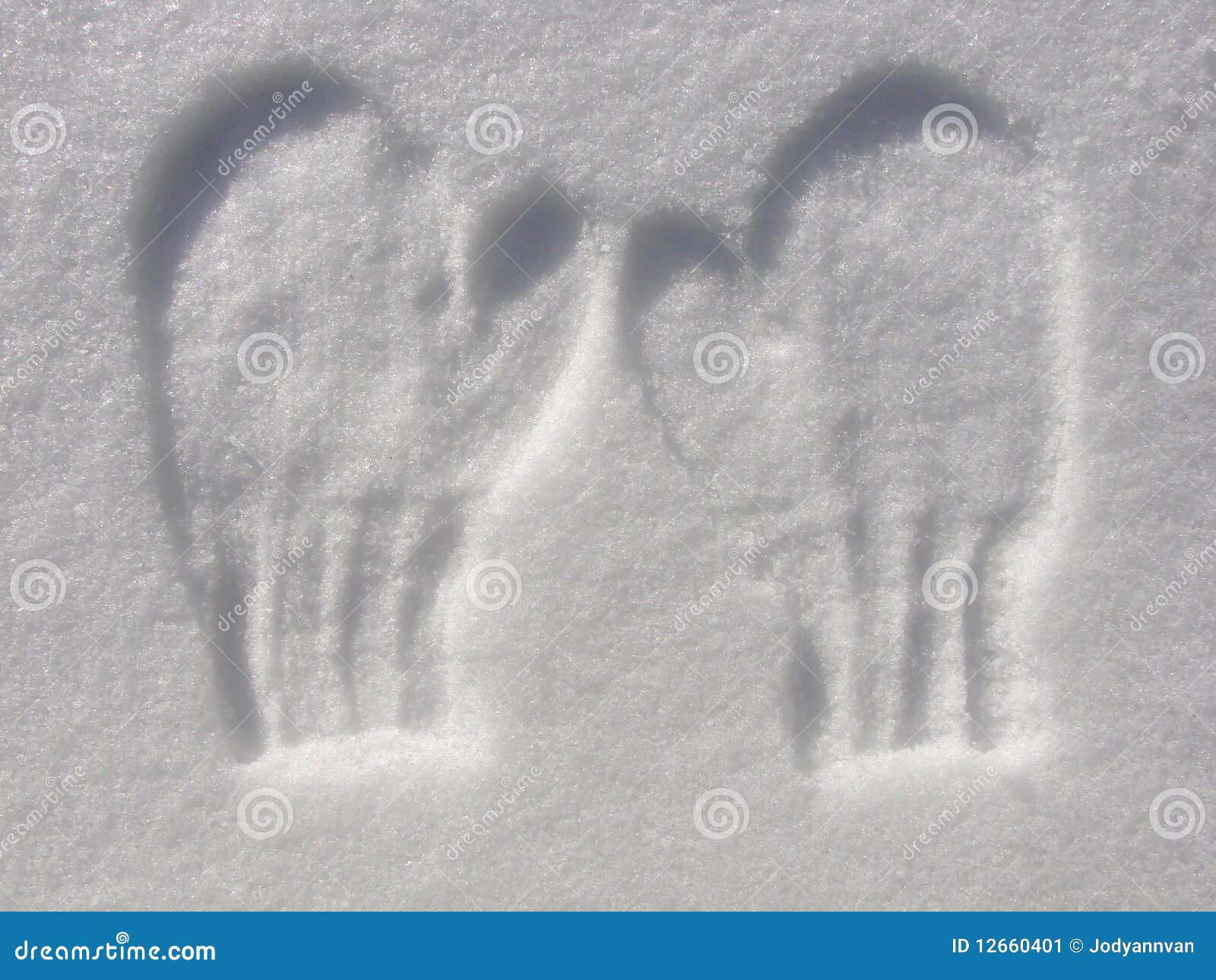 Imprint of mittens in snow stock image. Image of fresh - 12660401