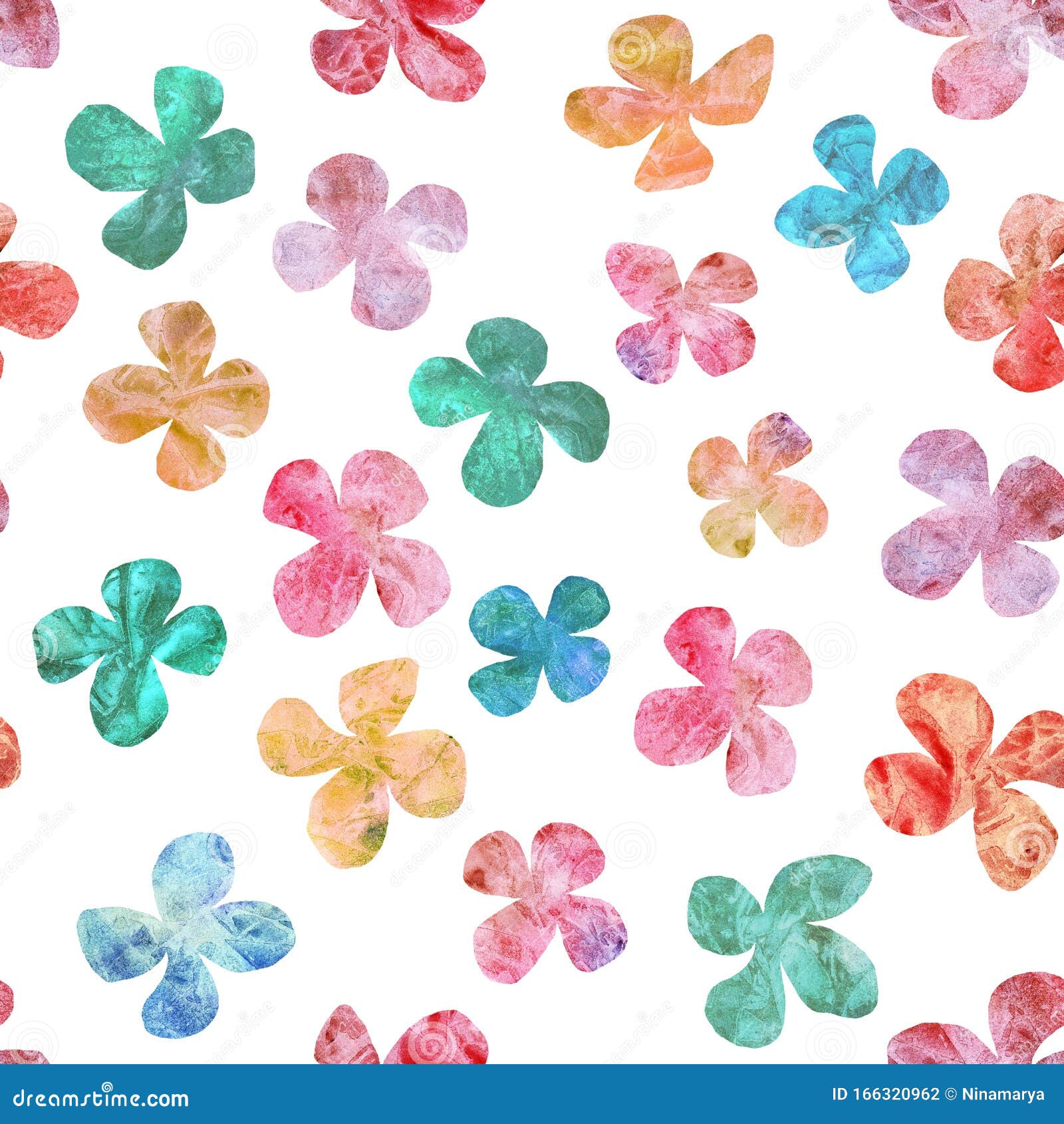 Imprints of Abstract Leaves Mix Repeat Seamless Pattern. Digital Hand ...