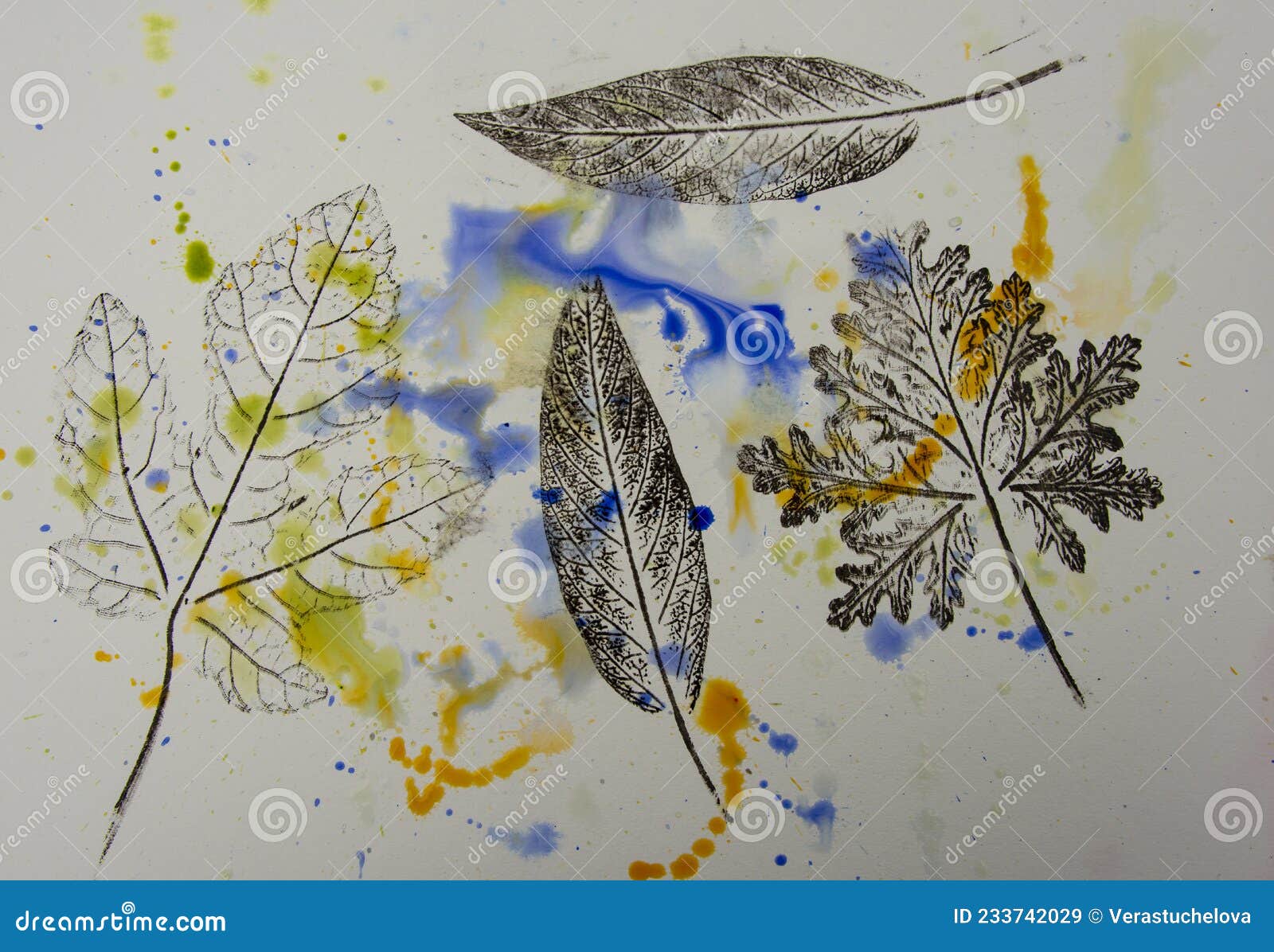 Imprints of Leaves - Graphics - Monoprint Stock Illustration ...