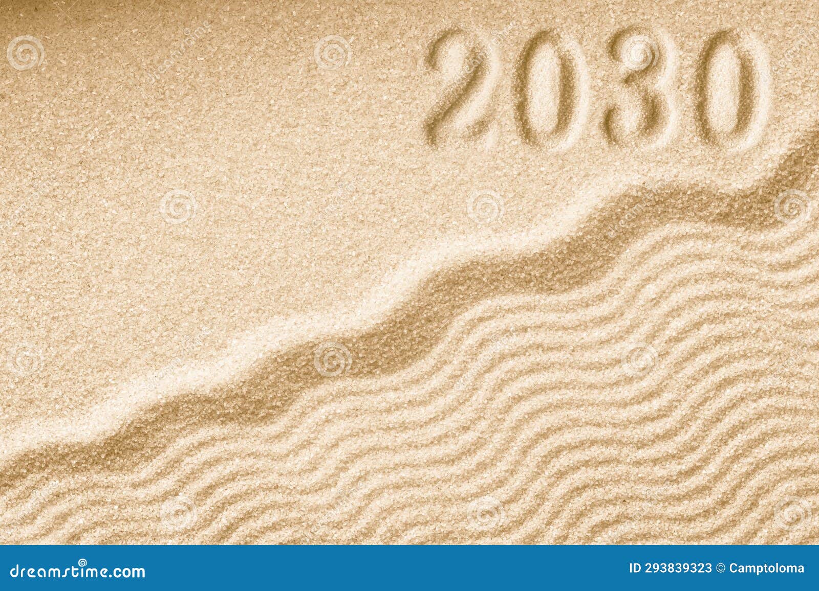 Imprints of Numbers 2030 New Year on a Golden Sand Waves Stock ...