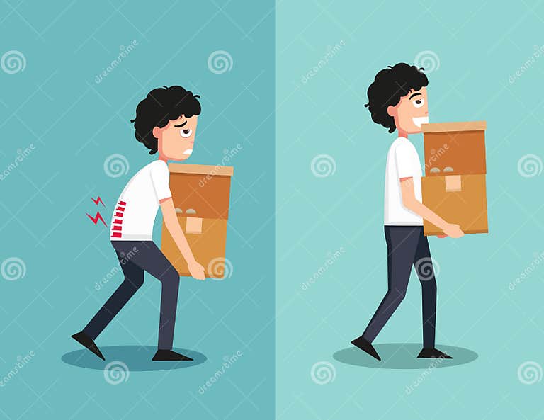 Improper Versus Against Proper Lifting Stock Vector - Illustration of ...