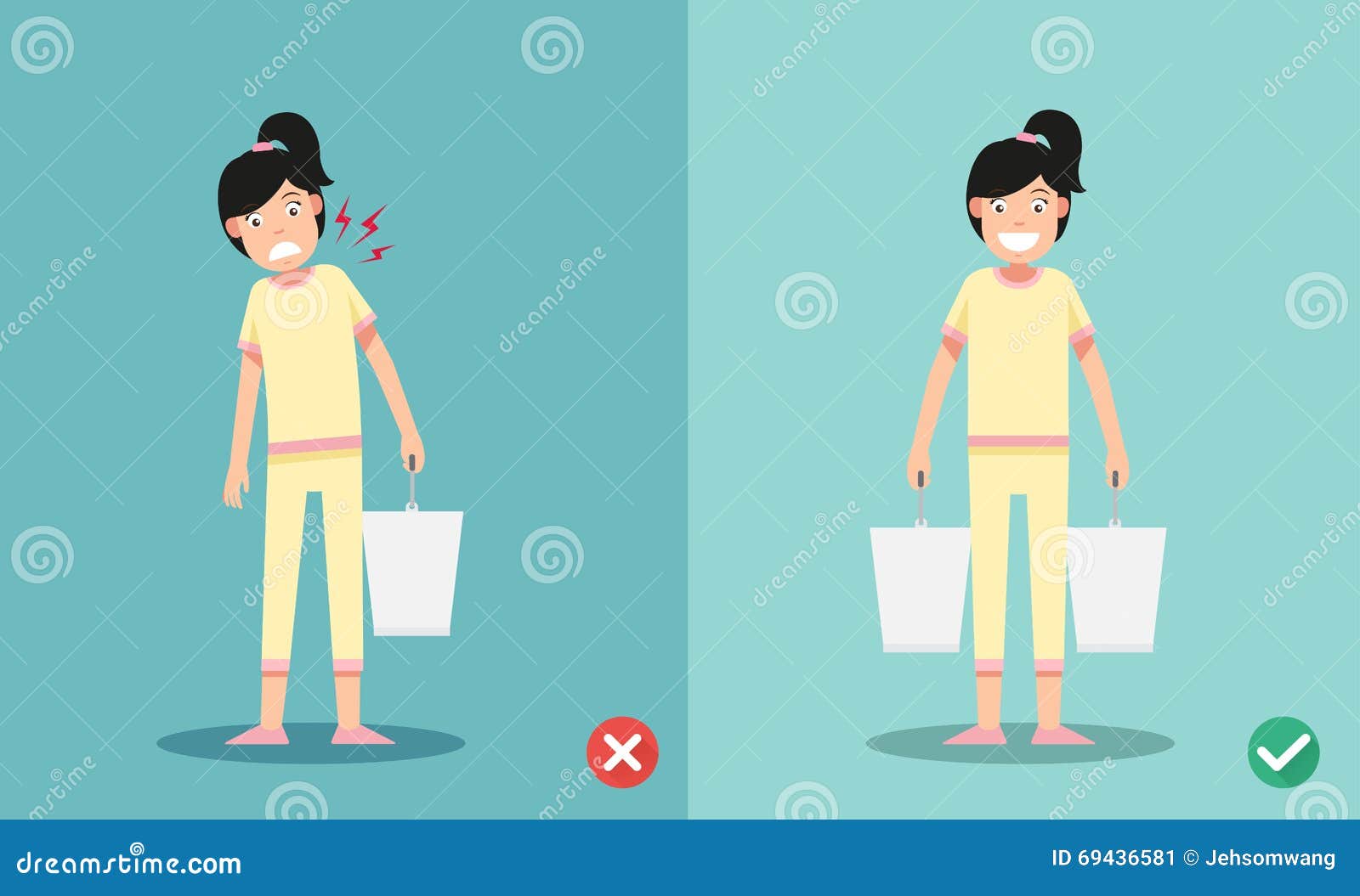 Improper Versus Against Proper Lifting ,illustration Stock Vector ...