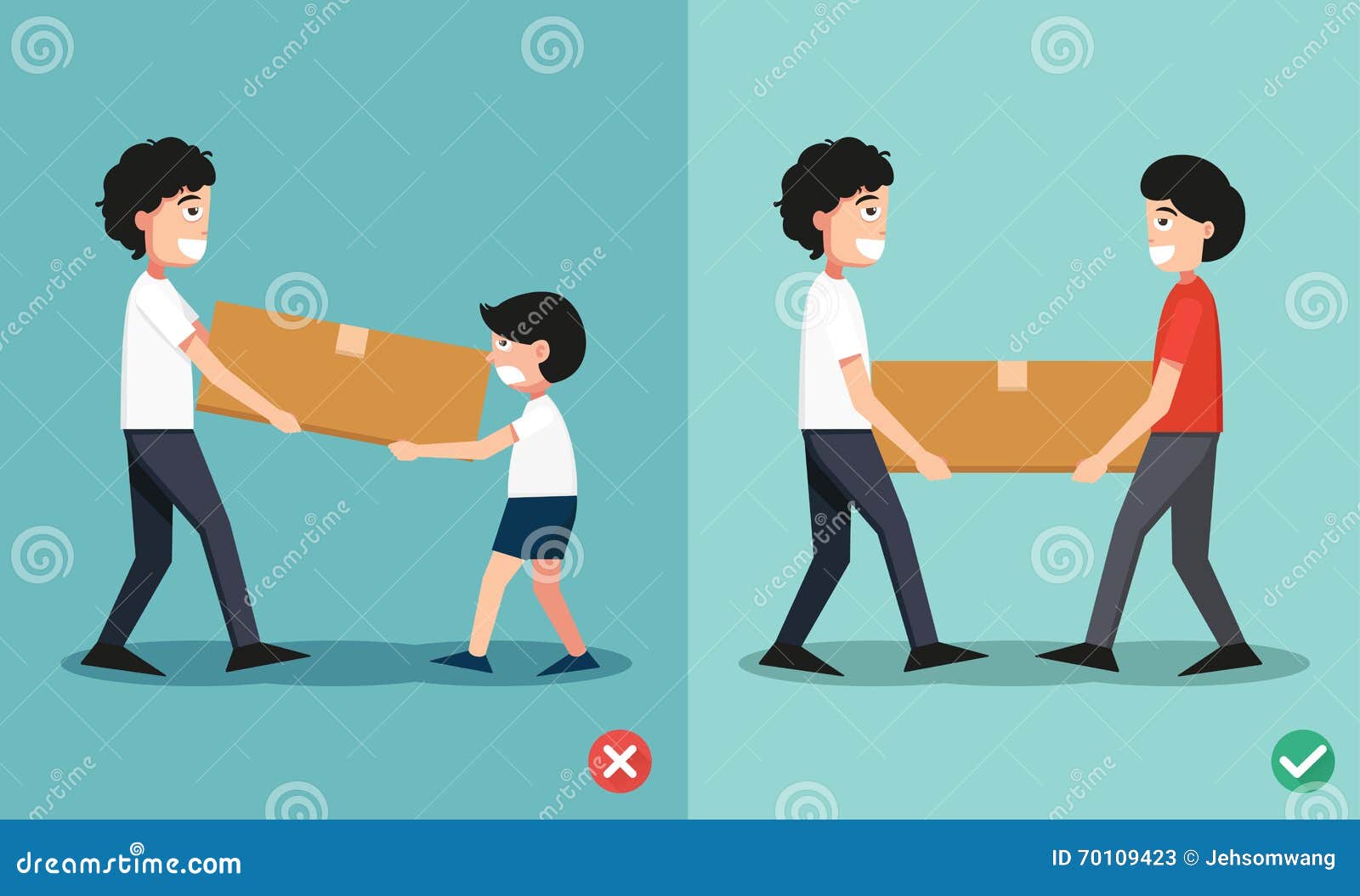 Improper Versus Against Proper Lifting ,illustration Stock Vector ...