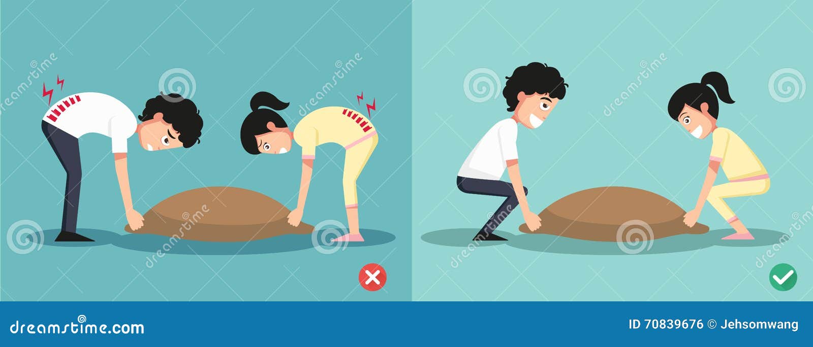 Improper Versus Against Proper Lifting ,illustration Stock Vector ...
