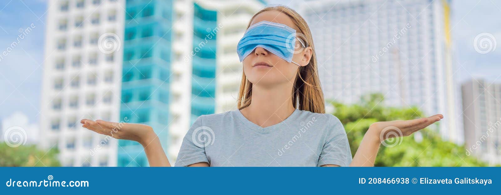 Improper Wearing of Mask Concept. Woman Wearing Mask Wrong BANNER, LONG ...