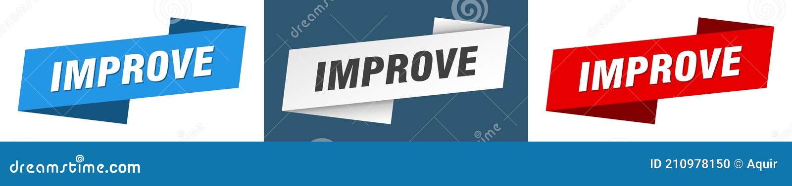 Improve Banner. Improve Ribbon Label Sign Set Stock Vector ...