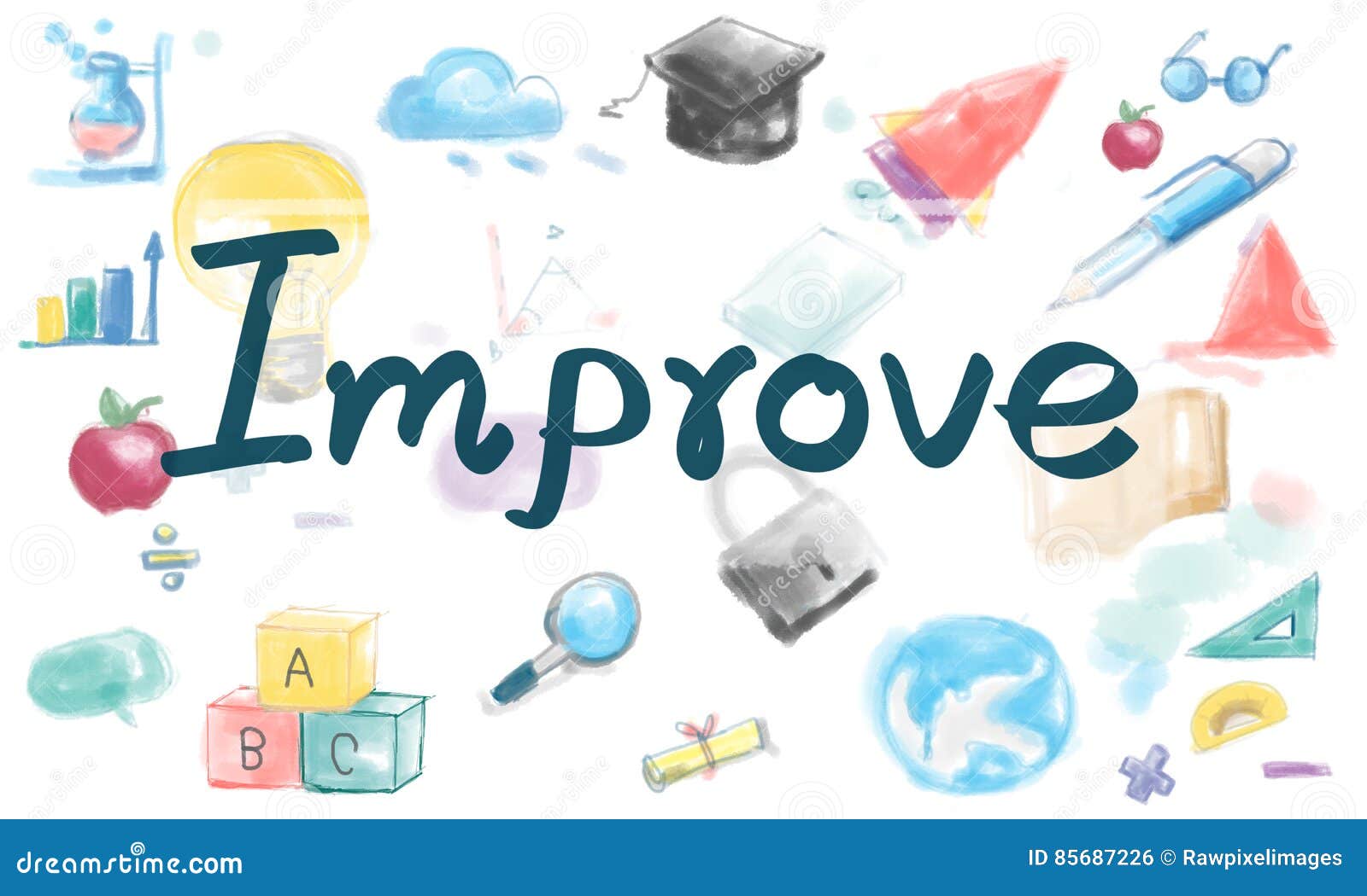 Improve Efficiency Drawn On White Wall. 3D Rendering. Stock Image ...