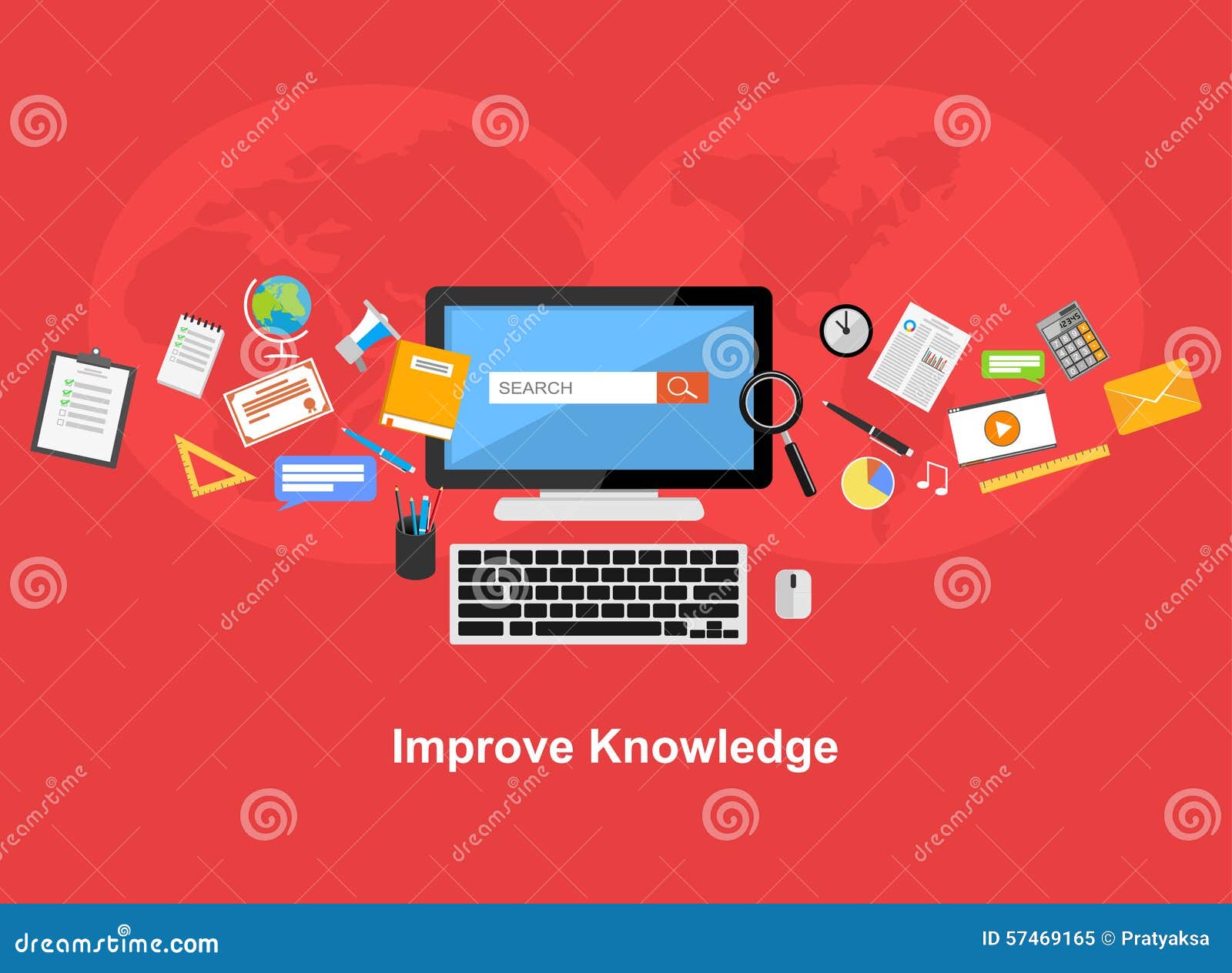 Improve Knowledge Flat Design Illustration Concept. Stock Vector ...