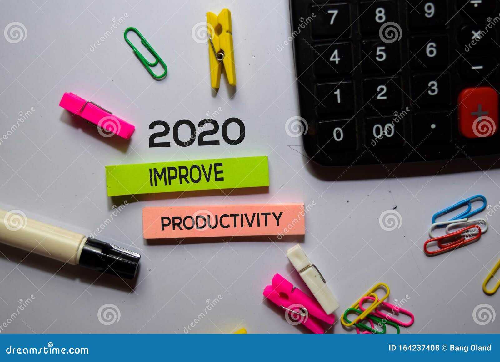 2020 Improve Productivity Text on Sticky Notes Isolated on Office Desk ...