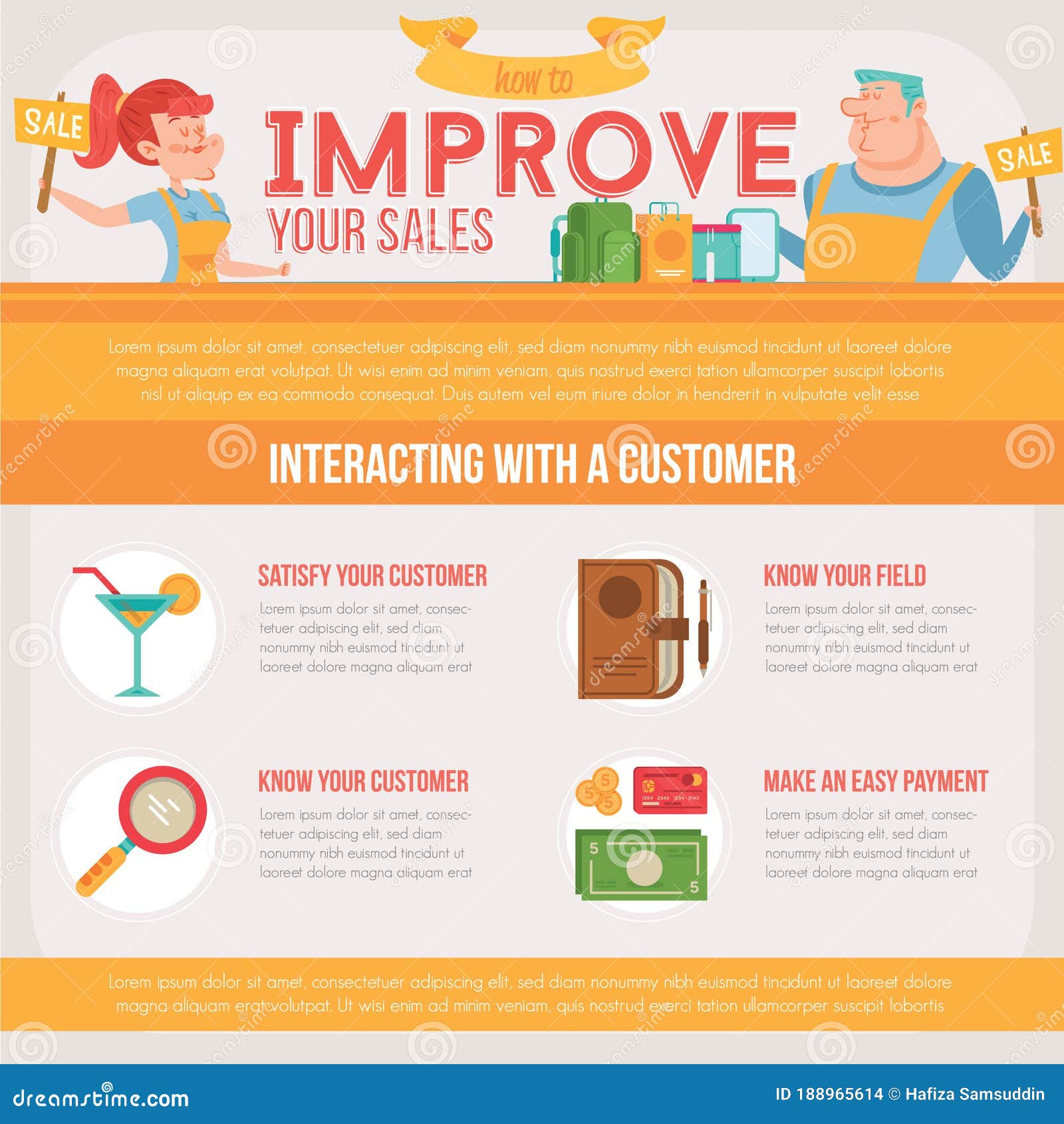 Improve Sales Infographic. Vector Illustration Decorative Design Stock ...