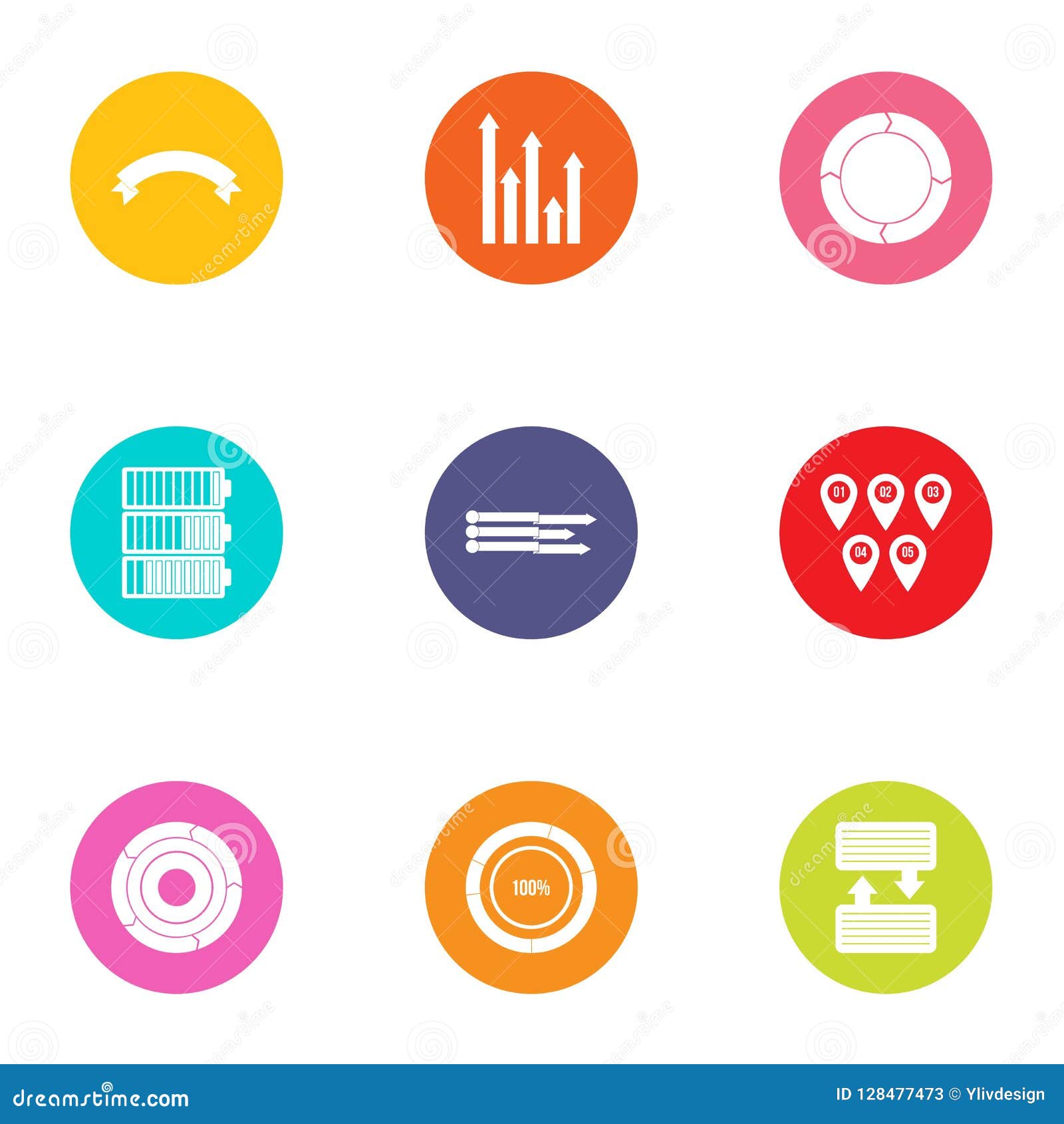 Improve the Scheme Icons Set, Flat Style Stock Vector - Illustration of ...