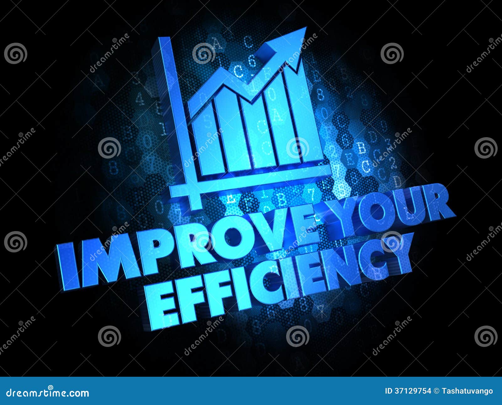 Improve Your Efficiency on Digital Background. Stock Illustration ...