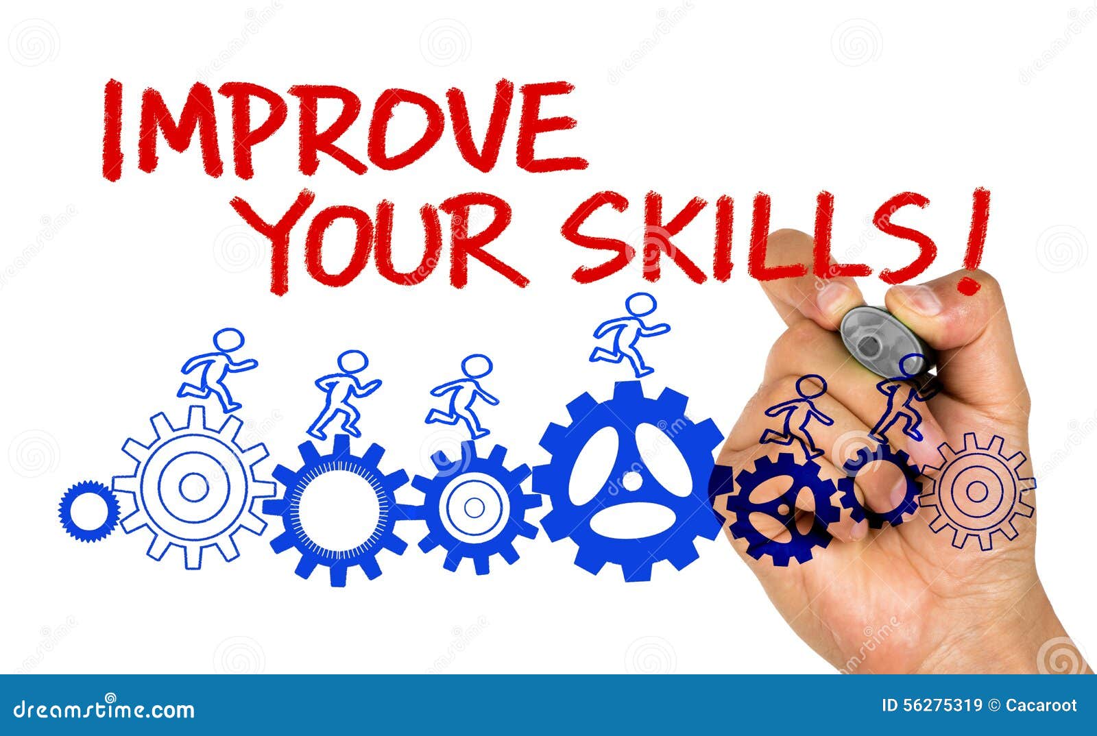 Improve Your Skills Hand Drawing on Whiteboard Stock Image - Image of ...
