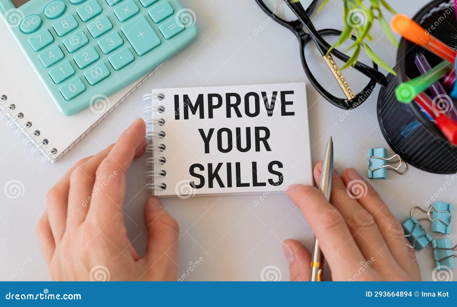 Improve Your Skills Text Write on Paper and Digital Table Stock Photo ...