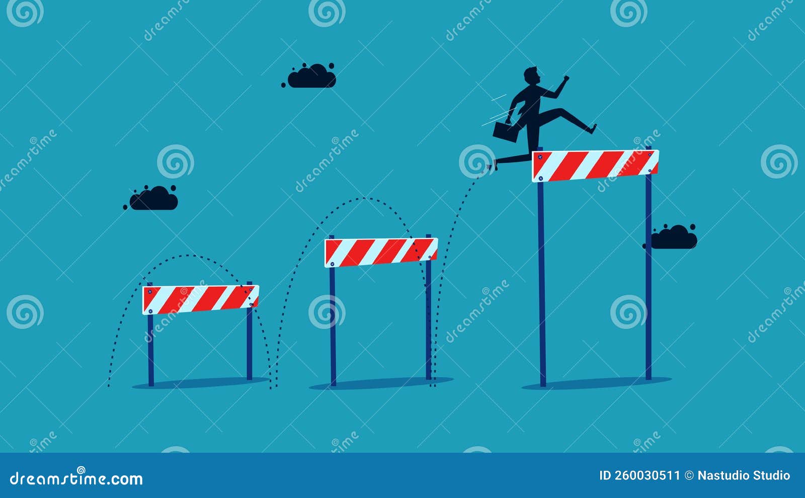 Improve Yourself and Overcome Big Obstacles. Businessman Jumping Over ...