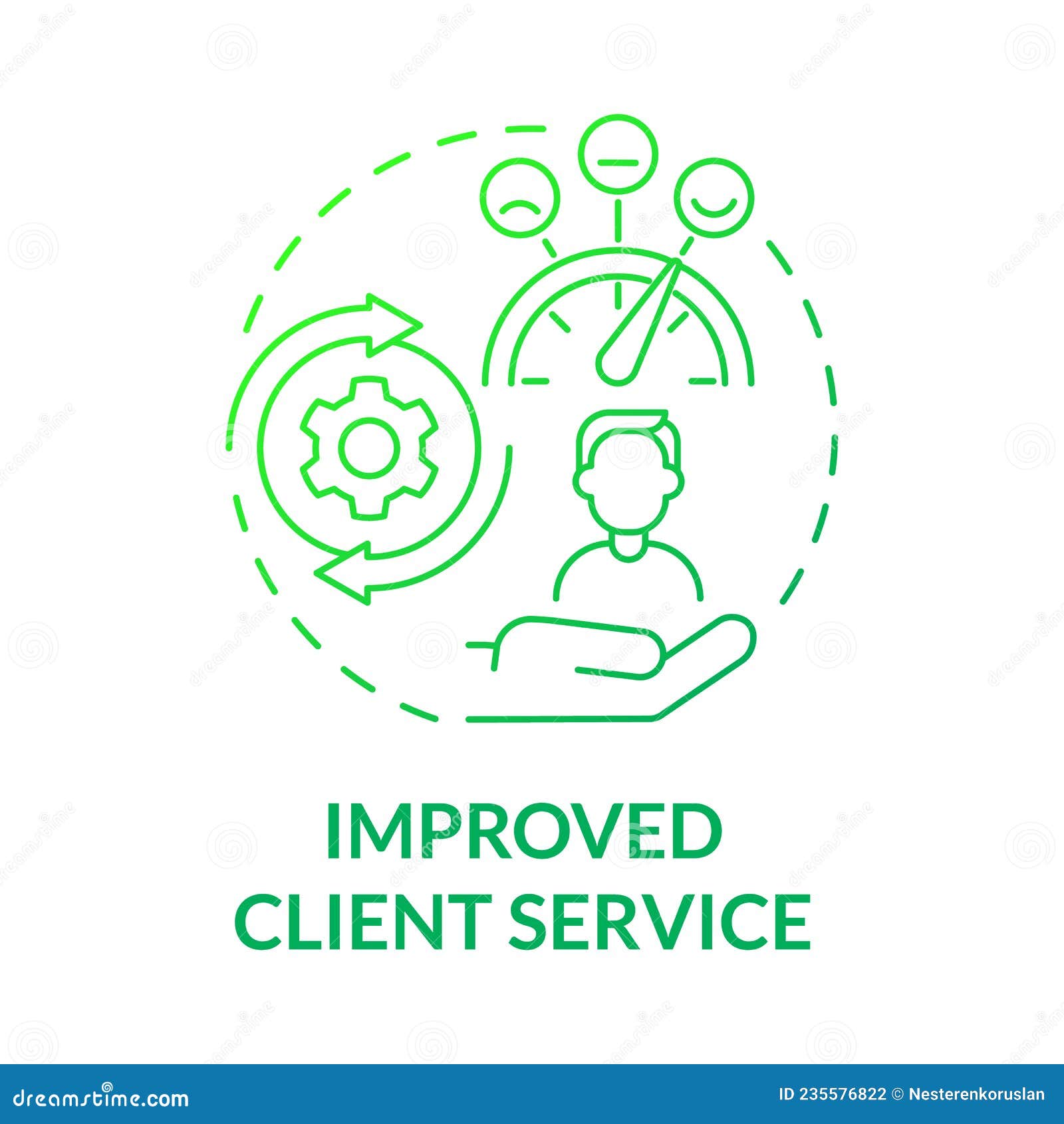 Improved Client Service Green Gradient Concept Icon Stock Vector ...
