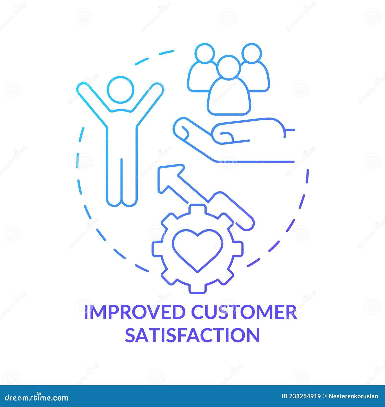 Improved Customer Satisfaction Blue Gradient Concept Icon Stock Vector ...